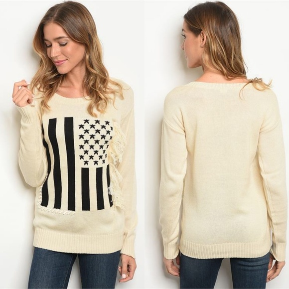 Luxe Label | Sweaters | Stars Stripes American Flag Sweater In Ivory ...